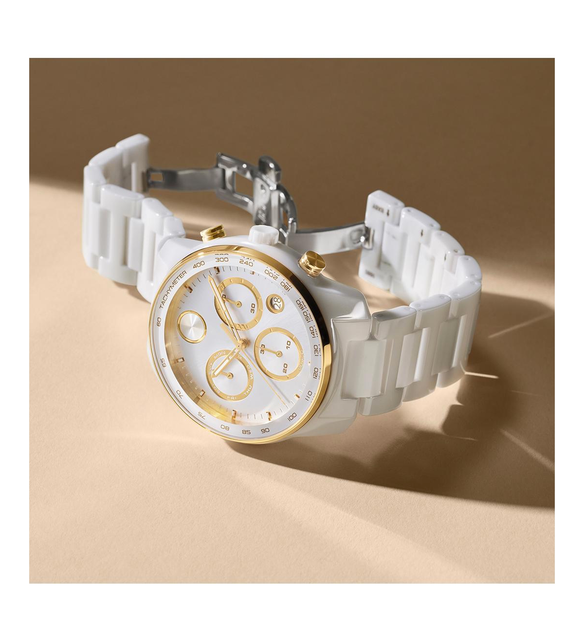 Movado Men's Bold Verso Swiss Quartz Chrono White Ceramic Watch 44mm ...