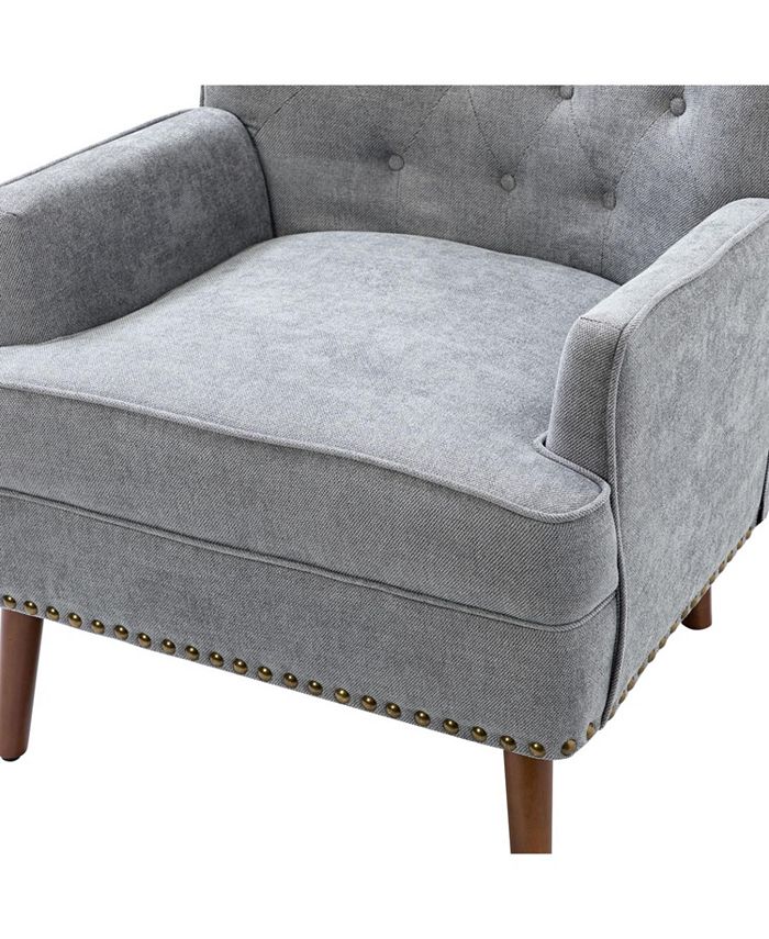 Hulala Home Bexley Transitional Wooden Armchair with Button-Tufted - Macy's