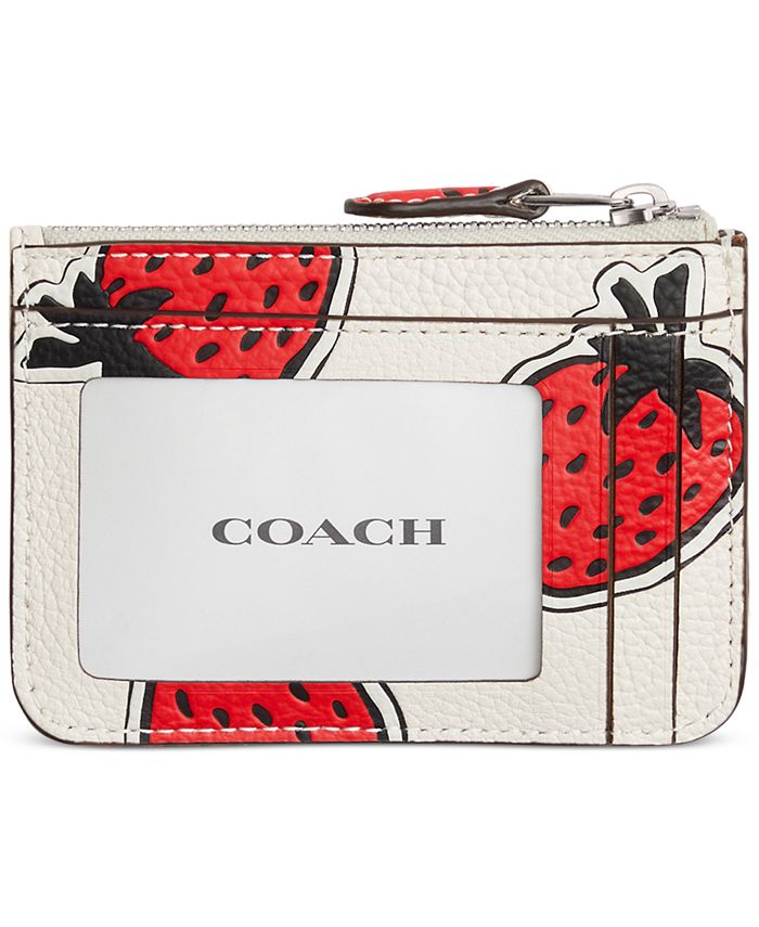 COACH Strawberry Pebbled Leather Mini Skinny ID Case - Macy's