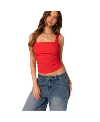 Edikted Women's Rio ruched square neck top - Macy's