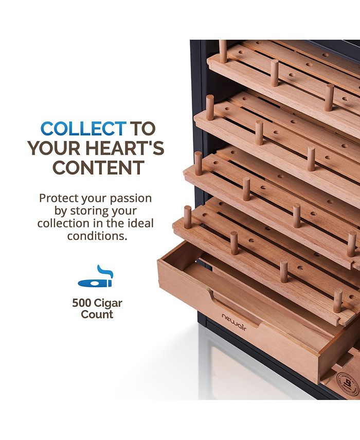 Newair x Boveda 500 Count Electric Humidor, Spanish Cedar Shelves with ...