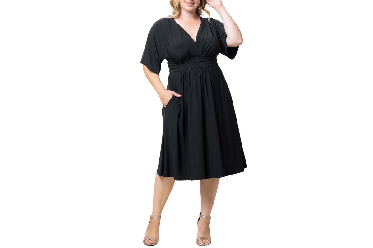 Click here for Kiyonna Womens Plus Size Gia A-Line Midi Dress wit... prices
