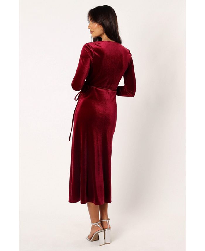 Petal and Pup Womens Darby Long Sleeve Midi Dress - Burgundy - Macy's
