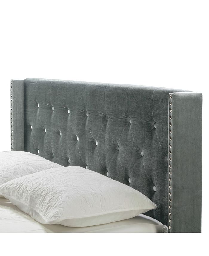 Glamour Home 47" Asali Fabric, Rubberwood Twin Bed - Macy's