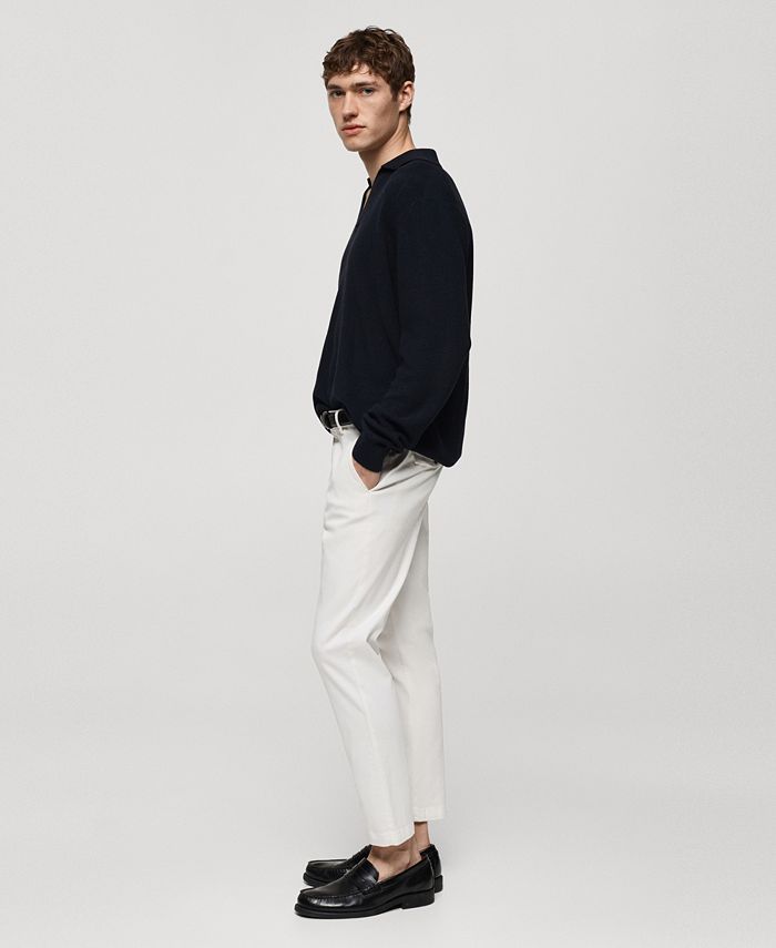 MANGO Men's Cotton Tapered Crop Pants - Macy's