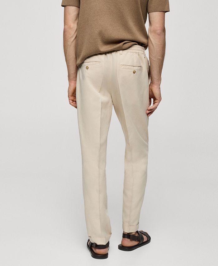 MANGO Men's Linen-Blend Slim-Fit Drawstring Pants - Macy's