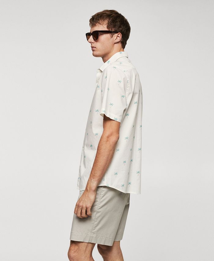 MANGO Men's Palm Print Cotton Shirt - Macy's