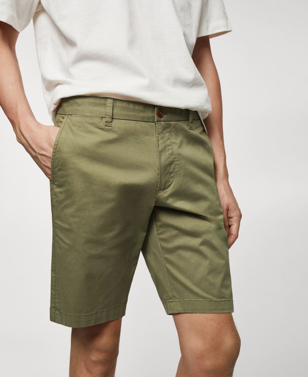 Click here for Mango Mens Chino Bermuda Shorts - Khaki prices