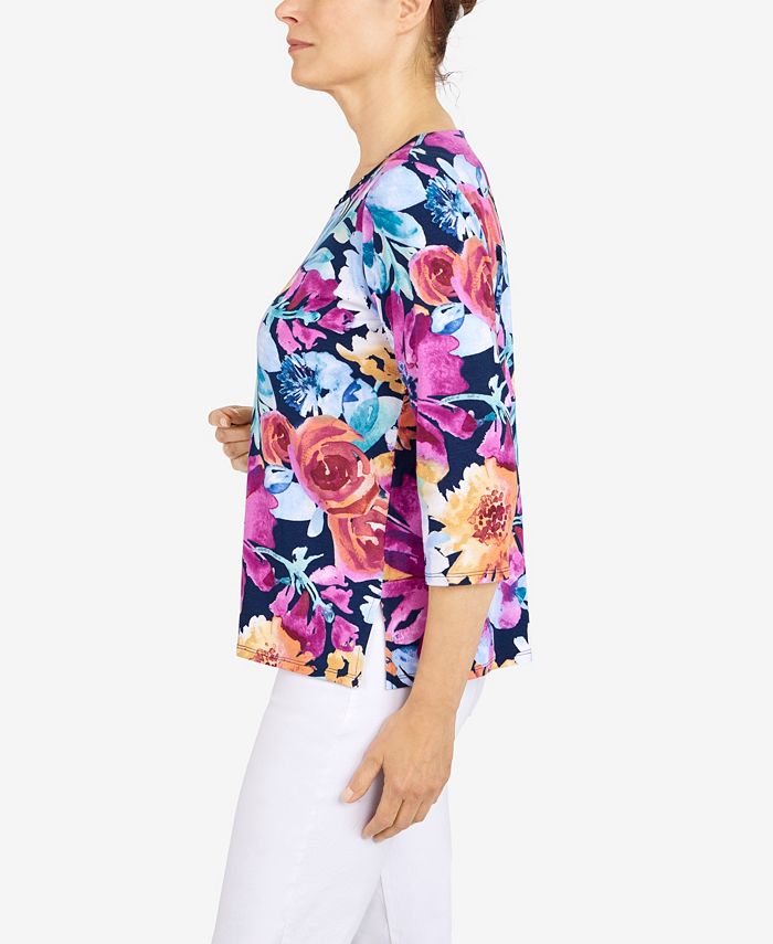 Alfred Dunner Women's Floral Splash Double Strap Top - Macy's