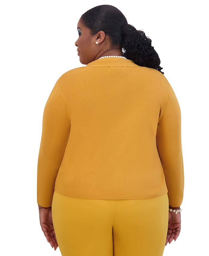 Kasper Womens Collarless Open Front Cardigan Macys