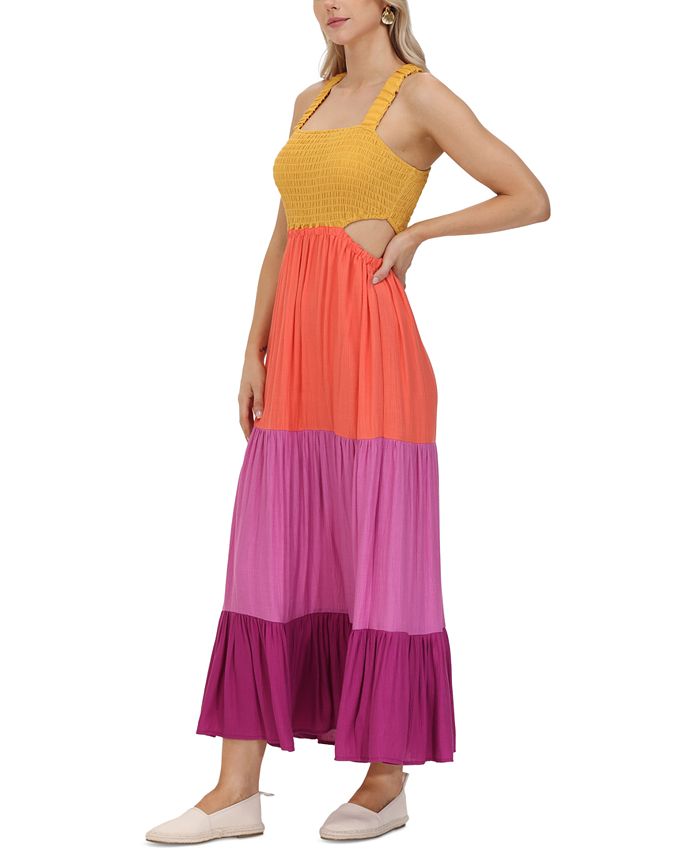 Frye Women's Smocked Colorblock Maxi Dress - Macy's