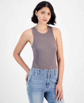 Hippie Rose Juniors' Mineral-Washed Ribbed Seamless Bodysuit - Macy's