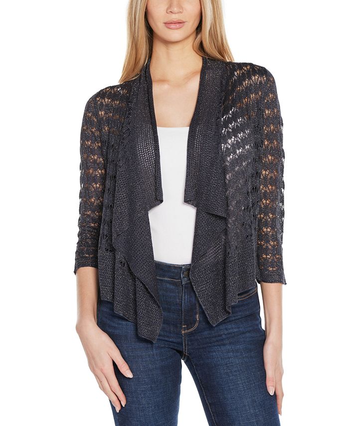 Belldini Women's Pointelle Stich Flowy Open Cardigan - Macy's