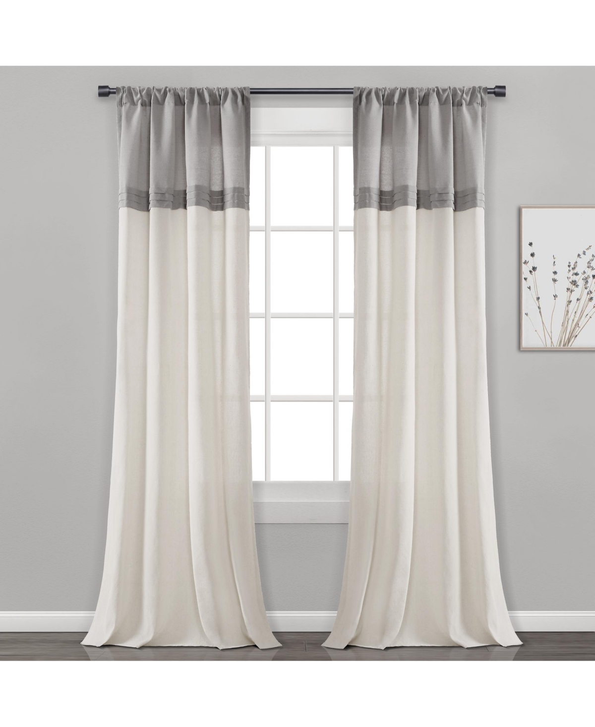 Click here for Lush Decor Farmhouse Faux Linen Colorblock Pleated... prices