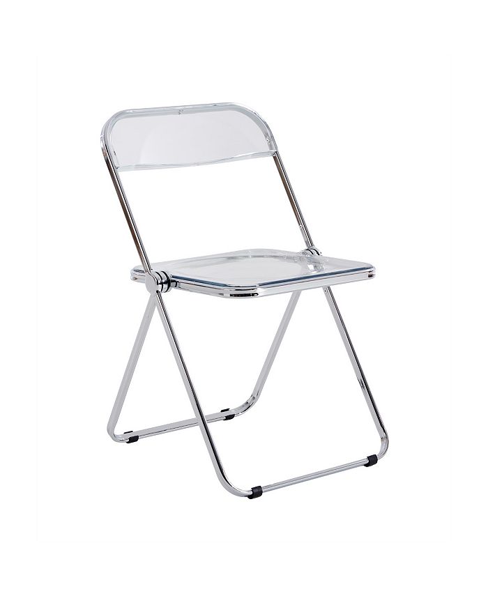 Simplie Fun White Clear Transparent Folding Chair Pc Plastic Living ...