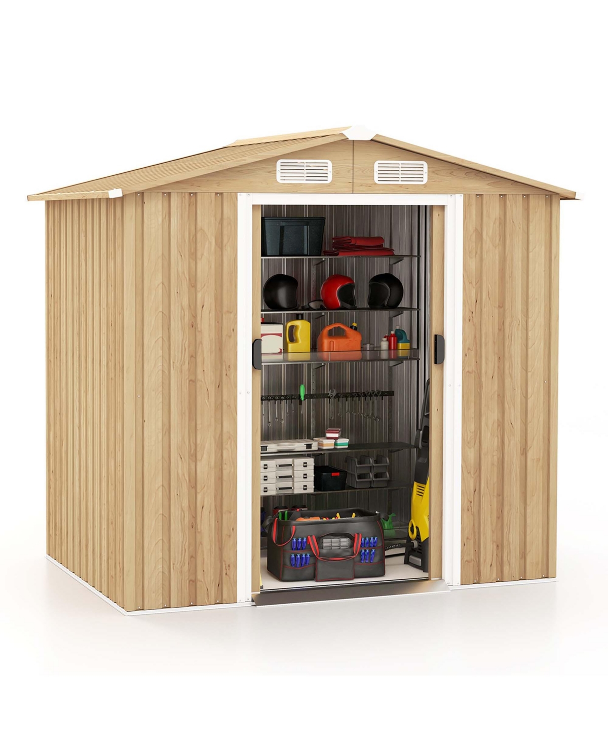 Click here for Costway 6 x 4 Ft Outdoor Storage Shed Galvanized S... prices