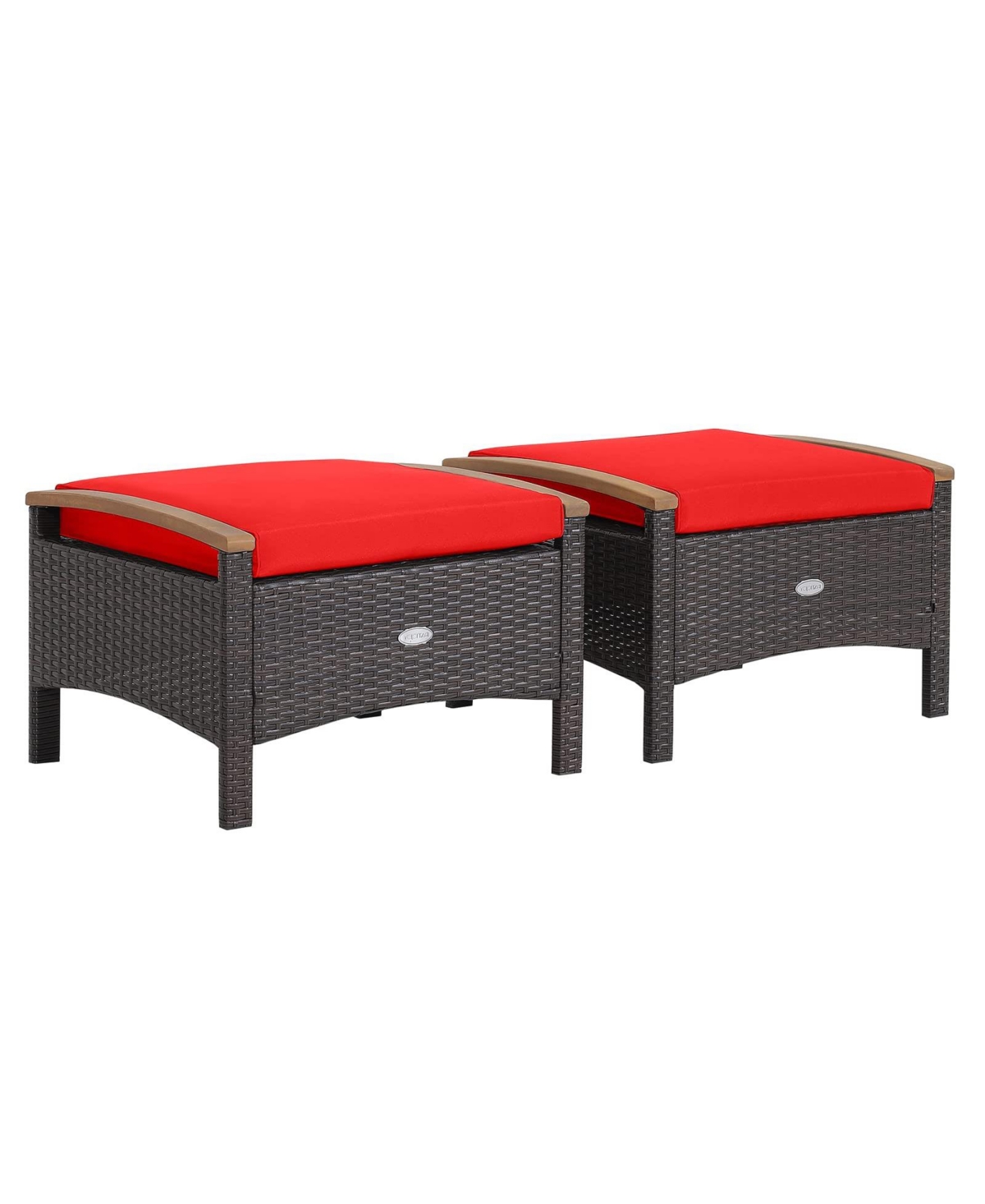 Click here for Set of 2 Fade-Resistant Wicker Patio Ottoman - Red prices