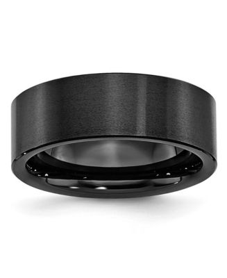 Chisel Black Ceramic Flat Brushed Wedding Band Ring - Macy's