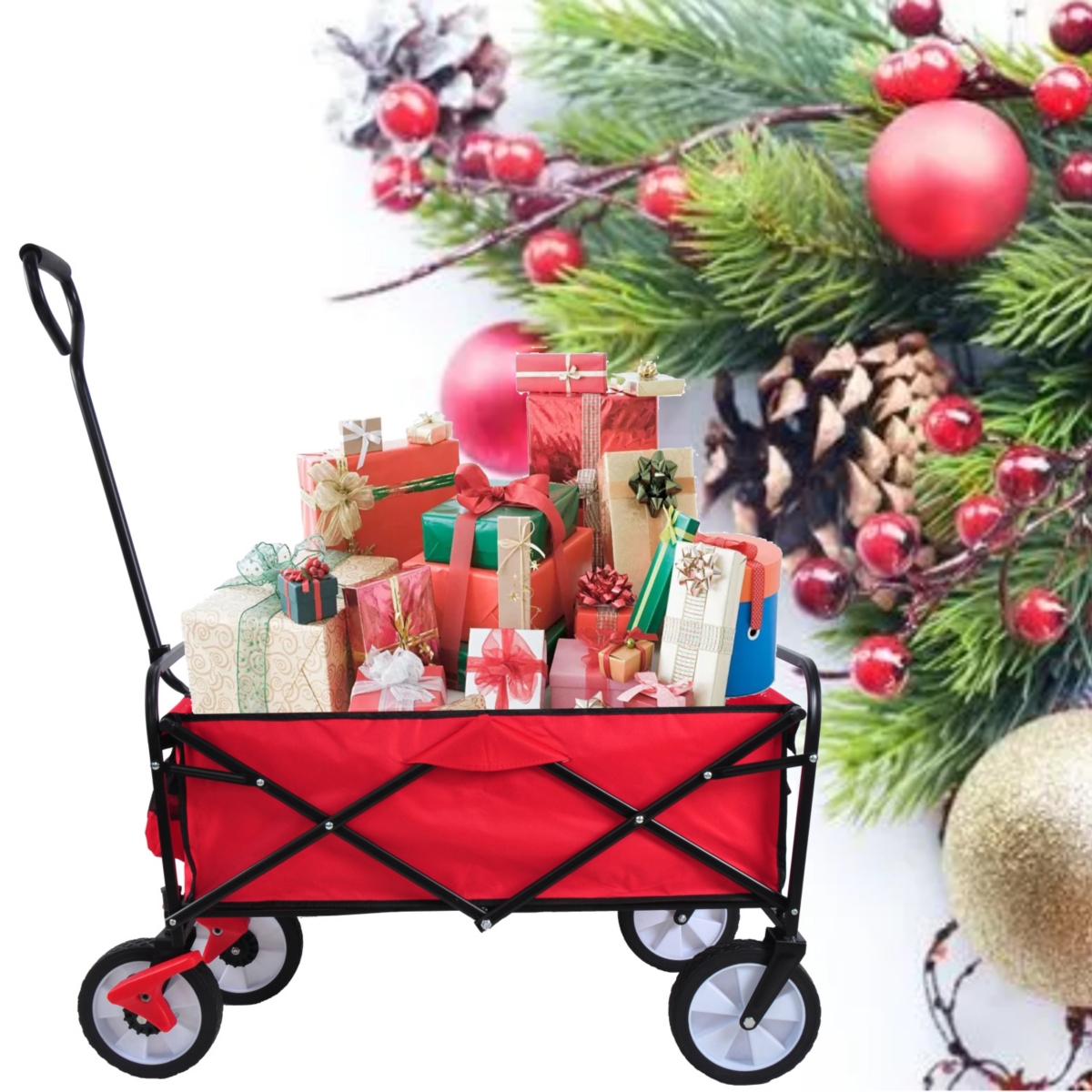 Click here for Folding Wagon Garden Shopping Beach Cart (Red) - R... prices