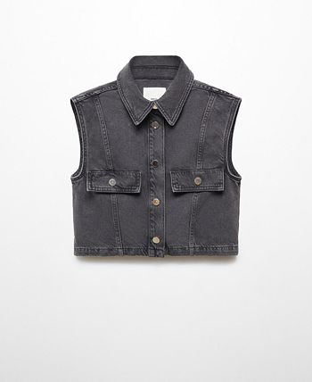 MANGO Women's Cropped Denim Vest - Macy's