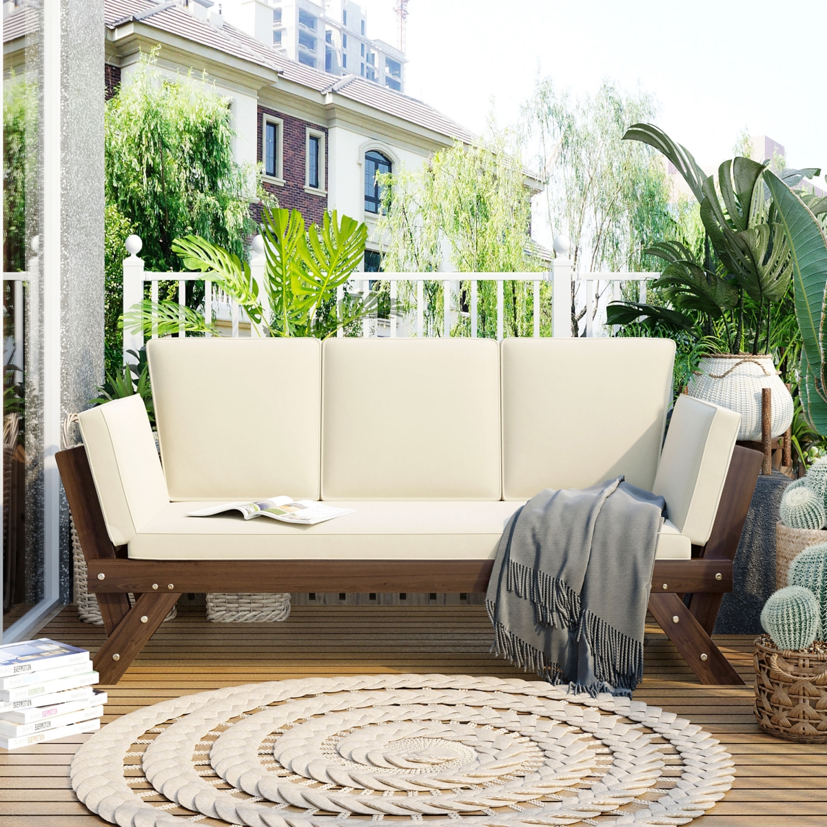 Click here for Streamdale Adjustable Patio Daybed Sofa with Gray... prices