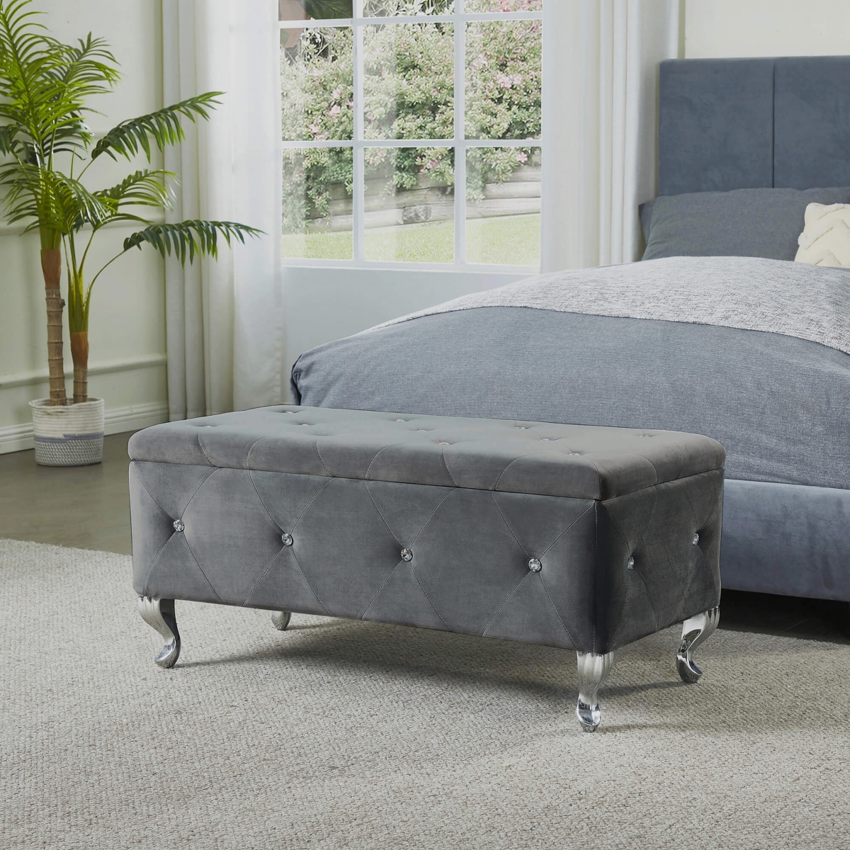 Click here for Streamdale Grey Tufted Storage Ottoman Bench With... prices