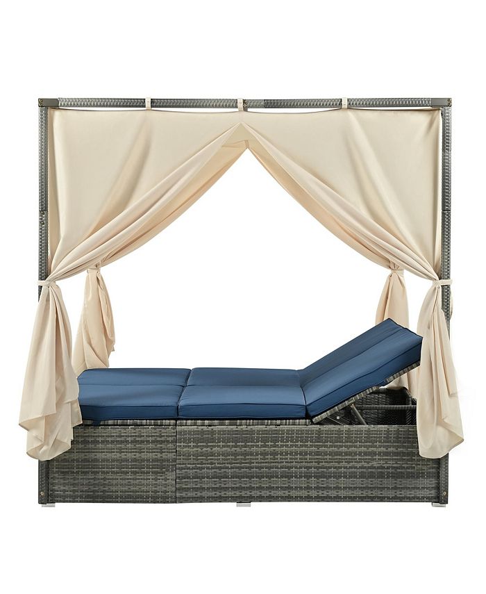 Simplie Fun Adjustable Sun Bed With Curtain, High Comfort, With 3 ...