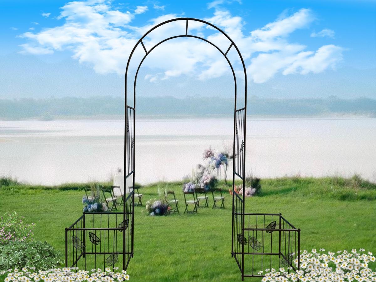 Click here for Streamdale Outdoor Black Metal Garden Arbor Archwa... prices