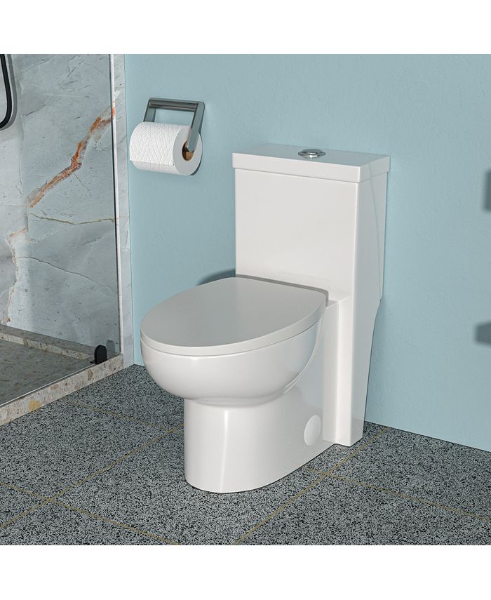 Simplie Fun Ceramic One Piece Toilet, Dual Flush With Soft Closing Seat ...
