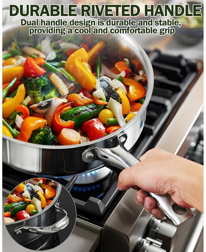 Cooks Standard 4-Quart Stainless Steel Saute Pan with Lid, 10.5-inch ...