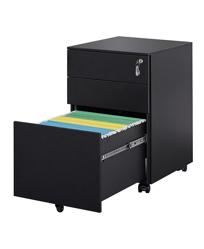 Simplie Fun Steel File Cabinet with Lock and Wheels for Legal/Letter ...