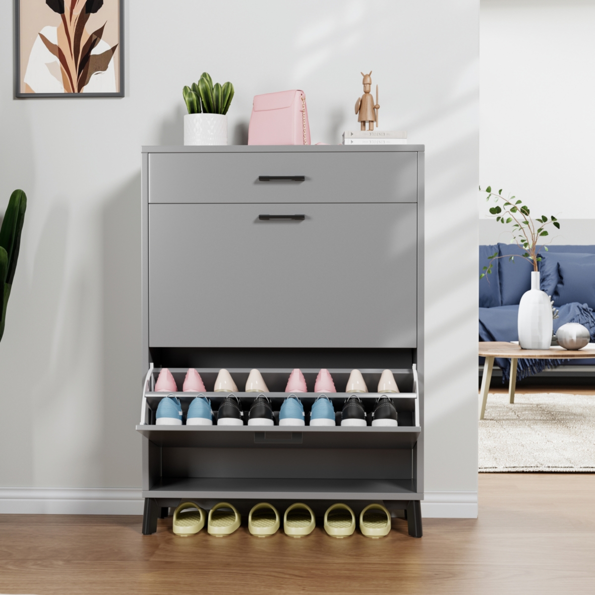 Click here for Shoe Cabinet for Home or Office Use - Gray prices