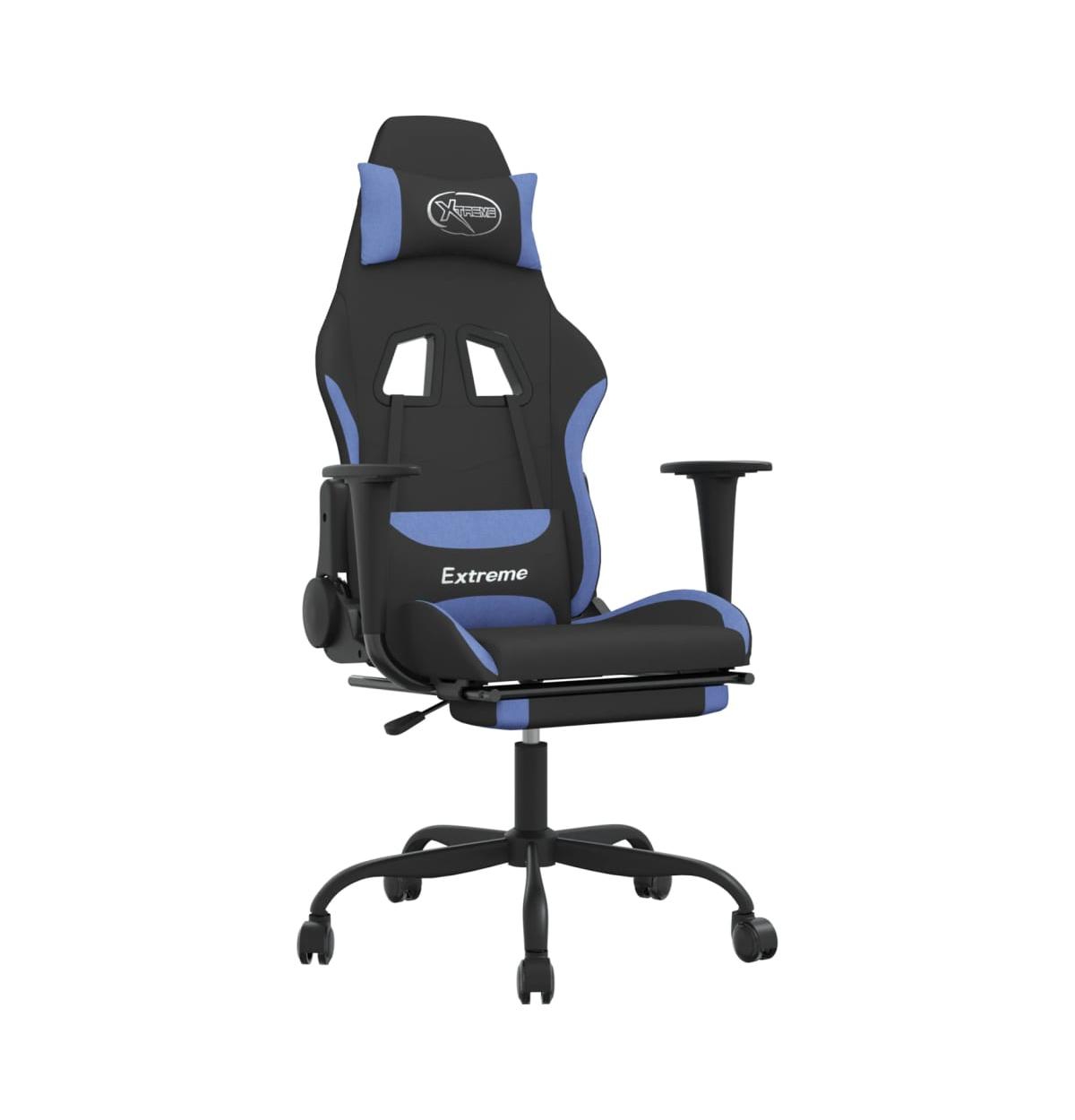 Click here for vidaXL Gaming Chair with Footrest Black and Blue F... prices