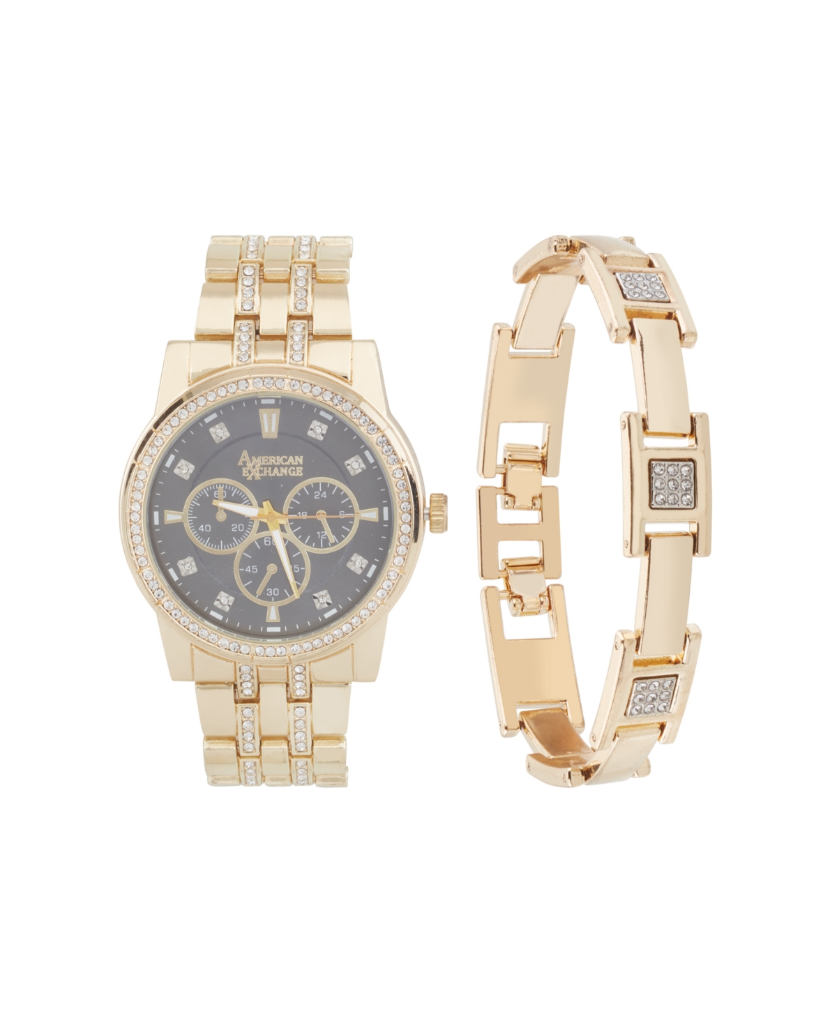 Click here for American Exchange Mens Crystal Bracelet Watch 46mm... prices