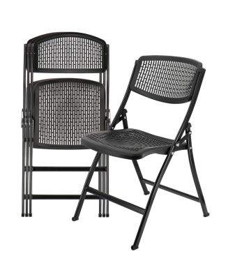 Elama 4 Piece Plastic Mesh Folding Chair in Black - Macy's