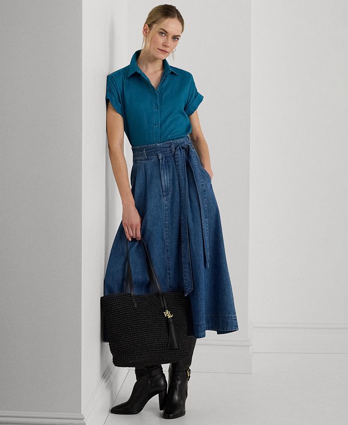 Lauren Ralph Lauren Women's Linen Cuffed Shirt - Macy's