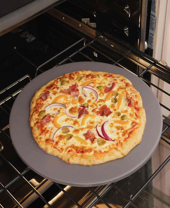Old Stone 16 inch Glazed Round Pizza Stone With Handles Heat resistant ...