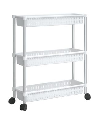 vidaXL 3-Tier Storage Trolley Silver and White Aluminum - Macy's
