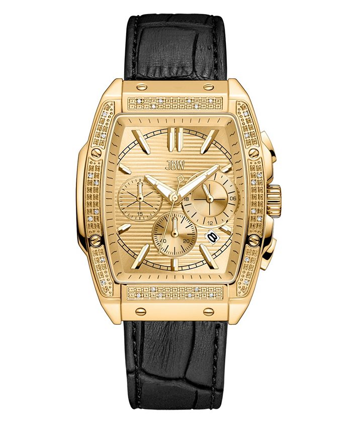 Jbw Men's Echelon Diamond (1/4 ct. t.w.) Watch in 18k Gold-plated ...