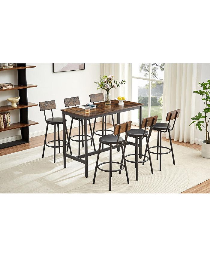 Simplie Fun Industrial Style 7 Piece Pub High Dining Set - Macy's