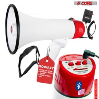 5 CORE 50W Megaphone Bullhorn Cheer Bull Horn Speaker Rechargeable 1000 ...