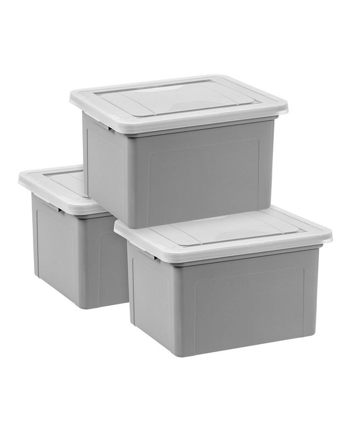 IRIS USA 3Pack Snap Tight Plastic File Organizer Box, Gray - Macy's