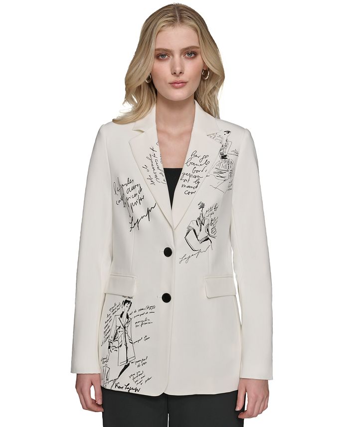 KARL LAGERFELD PARIS Women's Signature Script Blazer - Macy's