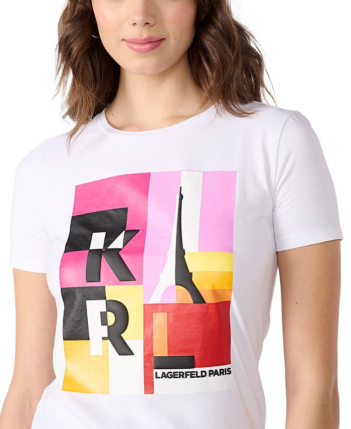 KARL LAGERFELD PARIS Women's Karl Block Eiffel Tee - Macy's
