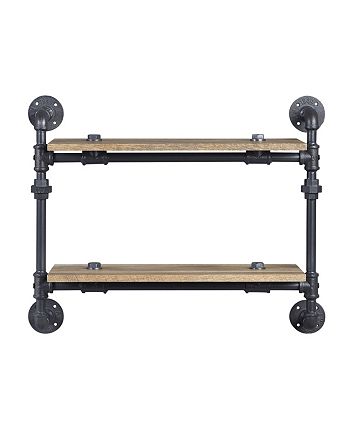 Simplie Fun Brantley Wall Rack w/2 Shelves in Oak & Sandy Black Finish ...