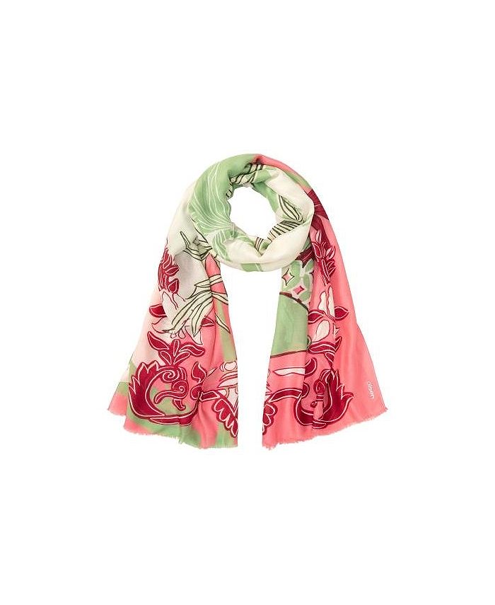 Olsen Tropic Jungle Print Scarf with Frayed Edge Trim - Macy's