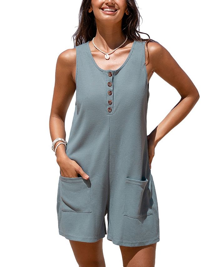 CUPSHE Women's Waffle Knit Button Romper - Macy's