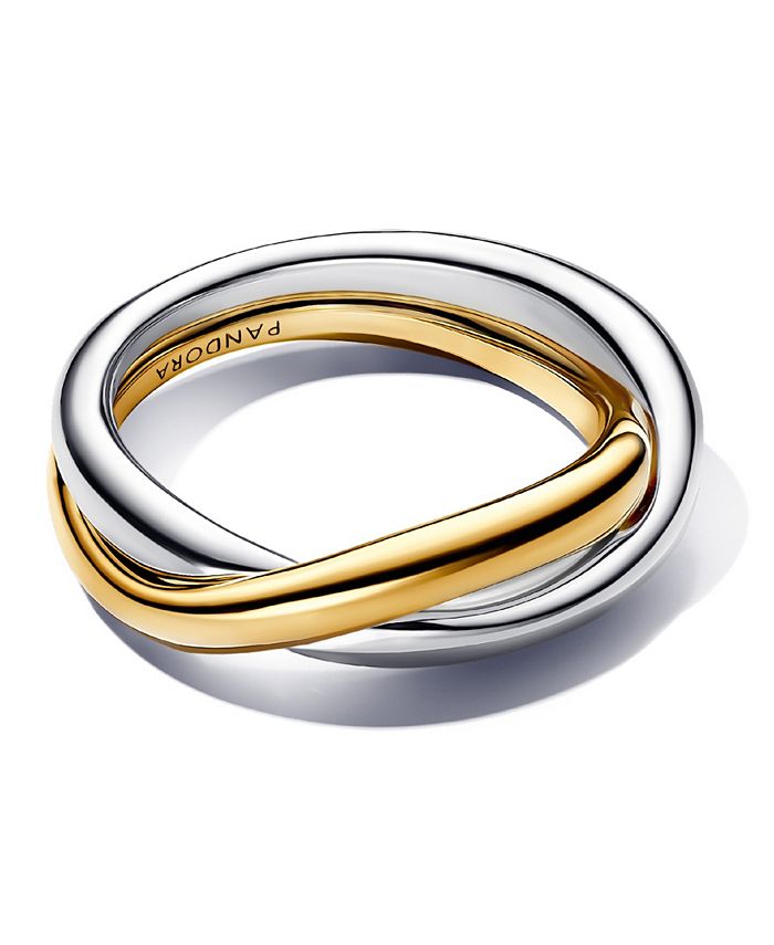 Pandora Two-tone Entwined Bands Ring in Sterling Silver and 14k Gold ...