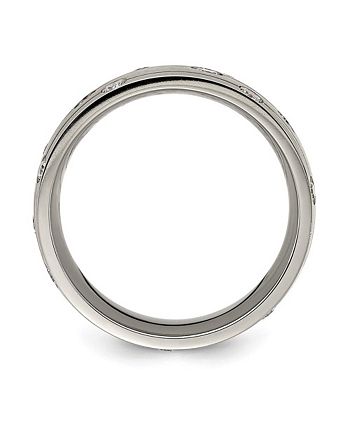 Chisel Titanium Brushed with CZ Wedding Band Ring - Macy's