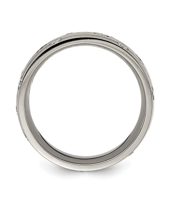 Chisel Titanium Brushed with CZ Wedding Band Ring - Macy's